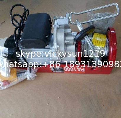 PA1000 mini electric hoist wire rope hoist 500kg 1000kg with emergency stop button