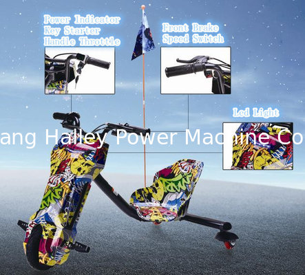 Three Wheels Flowkart  Electric Mobility Drift Karts with Graffiti Color and Durable Caster Wheels