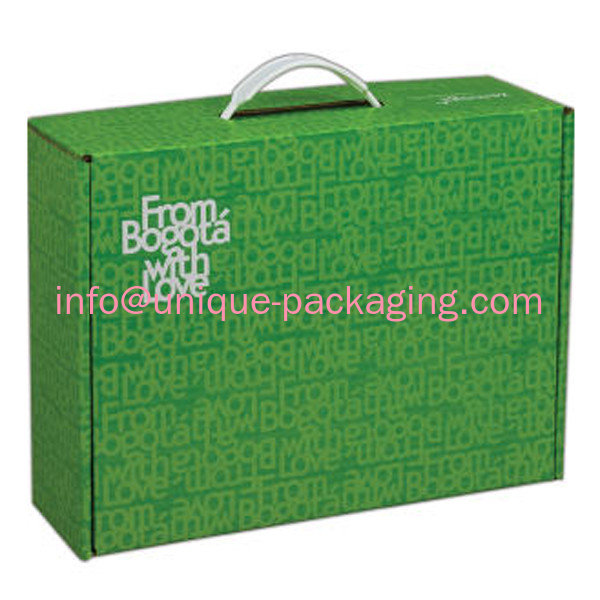 Custom Color Printed Corrugated Packaging Box with Plastic Handle