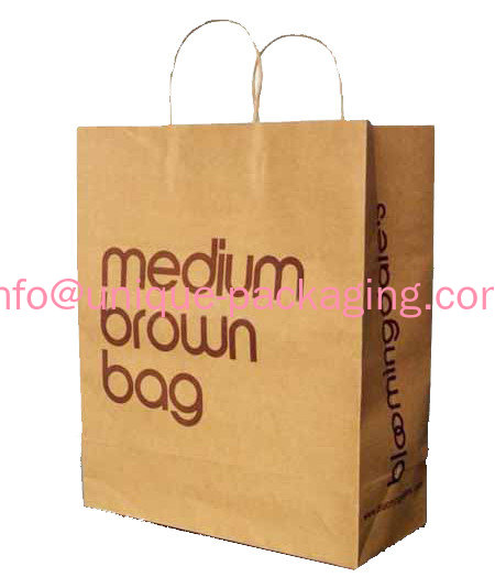 Grocery Use Brown Kraft Paper Shopping Bag Made of Strong Quality 5KG Capacity