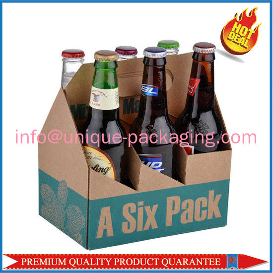 Flexo Printing Six Pack Beer Bottle Carrier Box, Paper Corrugated Box