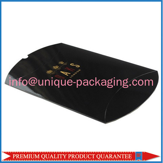 Black Color Printed Paper Corrugated Pillow Box Shiny Glossy Surface