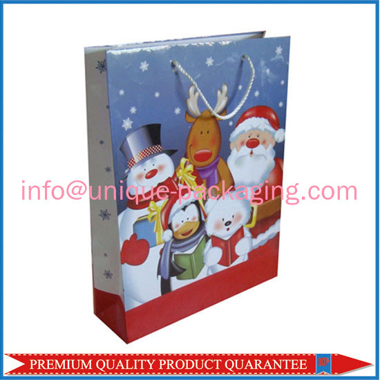 Christmas Theme Paper Gift Bag with Custom Color Artwork Printing
