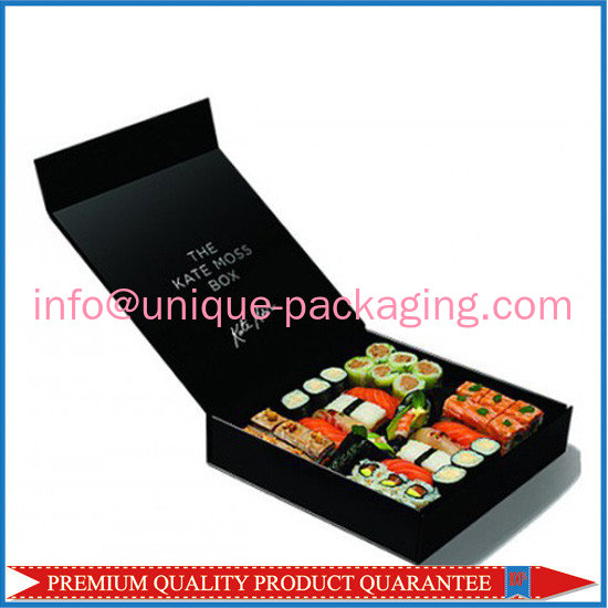 Matt Black Color Printed Both Sides Paper Food Box Sushi Package Chipboard