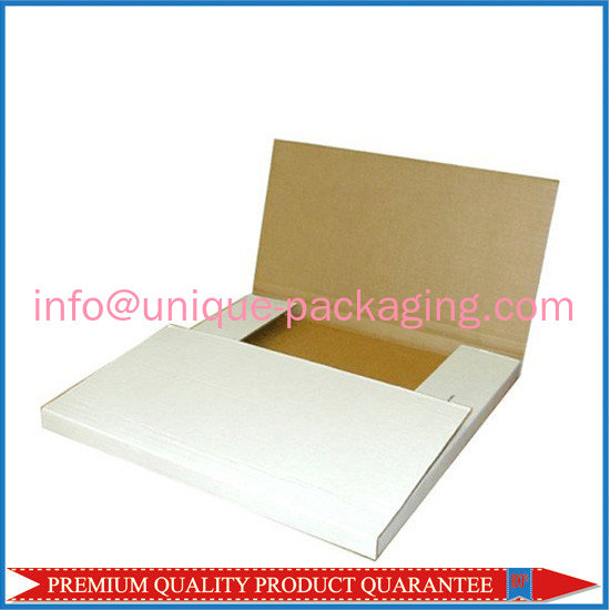 plain white folding corrugated shipping box; mailer box with double sided tape