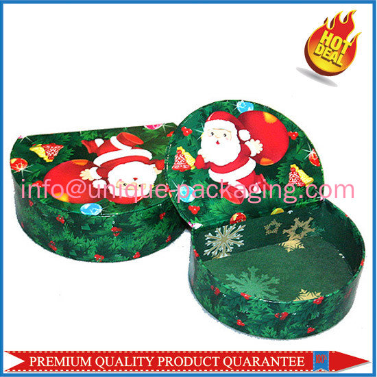Christmas Santa Claus custom artwork cmyk matt lamination D shape paper gift box