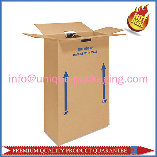 color print logo wardrobe corrugated packaging box with metal bar