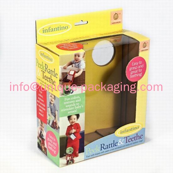 Fashion Design Toy Corrugated Packaging Box Clear Plastic Window Hanging Tab