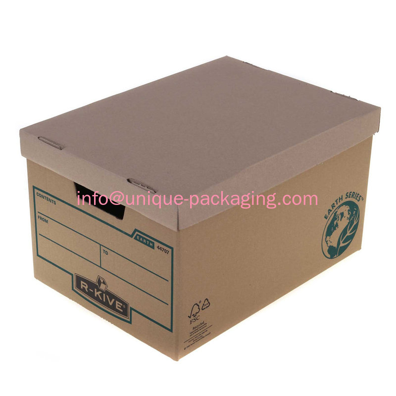 Custom Logo Printed Cardboard Archive Storage Corrugated Packaging Box with Lid