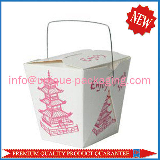 Custom Color Print Food Grade Paper Noodle Take Away Box with Handle
