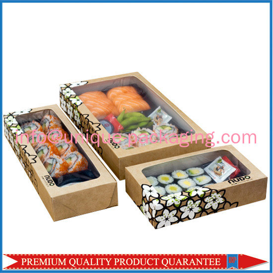 Clear Plastic Window Sushi Paper Food Box with Custom LOGO Print Color