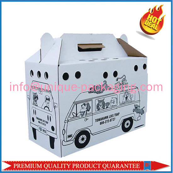 Heavy Duty Pet Cat Dog Corrugated Cardboard Packing Box Carrier Handle