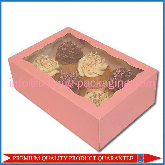 Pink Color Custom Print Paper Food Grade Packaging Box with Clear Window