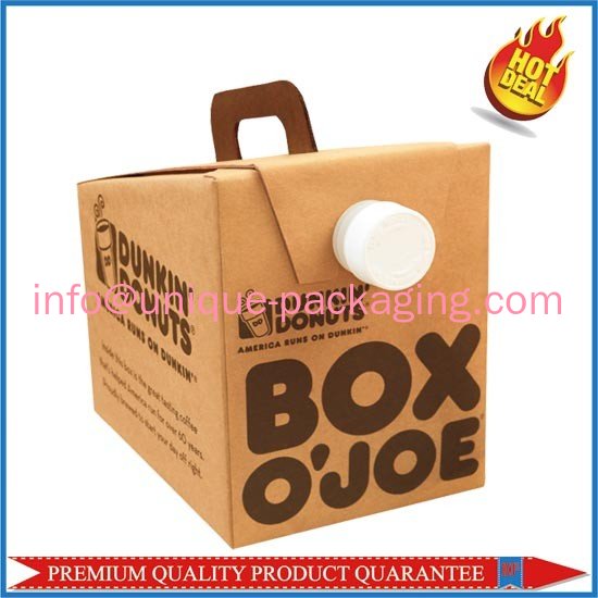 Beverage Packaging Coffee Corrugated Cardboard Paper Food Box with Handle
