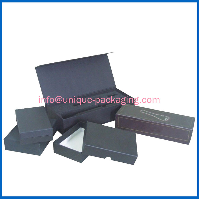 Matte Black Flashlight Paper Gift Packaging Box with Black Color Foam
