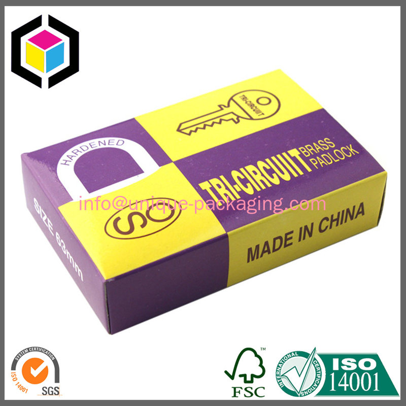 Glossy CMYK Color Print Cardboard Carton Pad Lock Paper Packaging Box