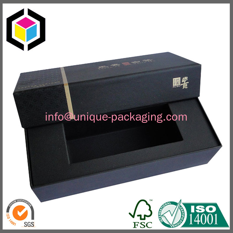 Matte Black Logo Gold Foil Print Cardboard Paper Gift Packaging Box EVA Foam Insert