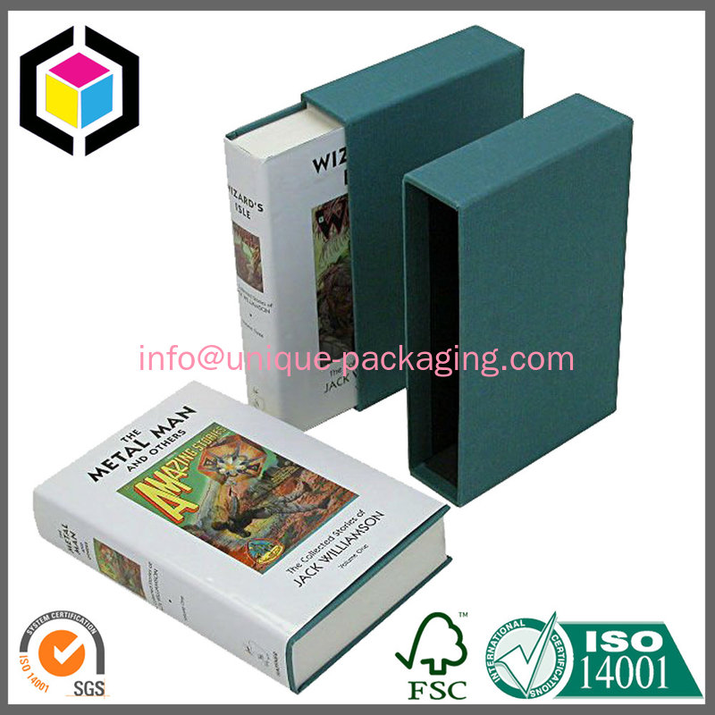 Book Shape Paper Board Slip Case Gift Box with Custom CMYK Full Color Offset Print