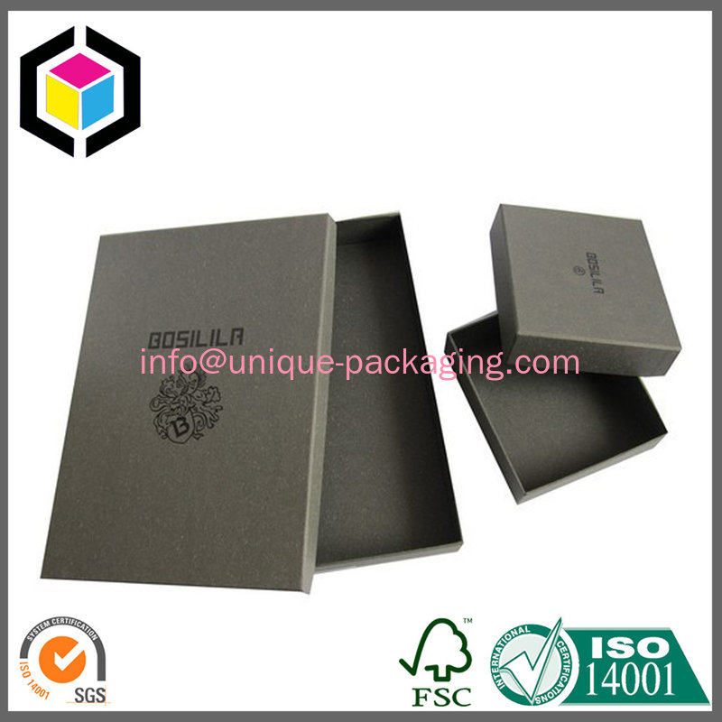 Chipboard Matte Black Color Spot UV Logo Cardboard Paper Gift Box for Shirt
