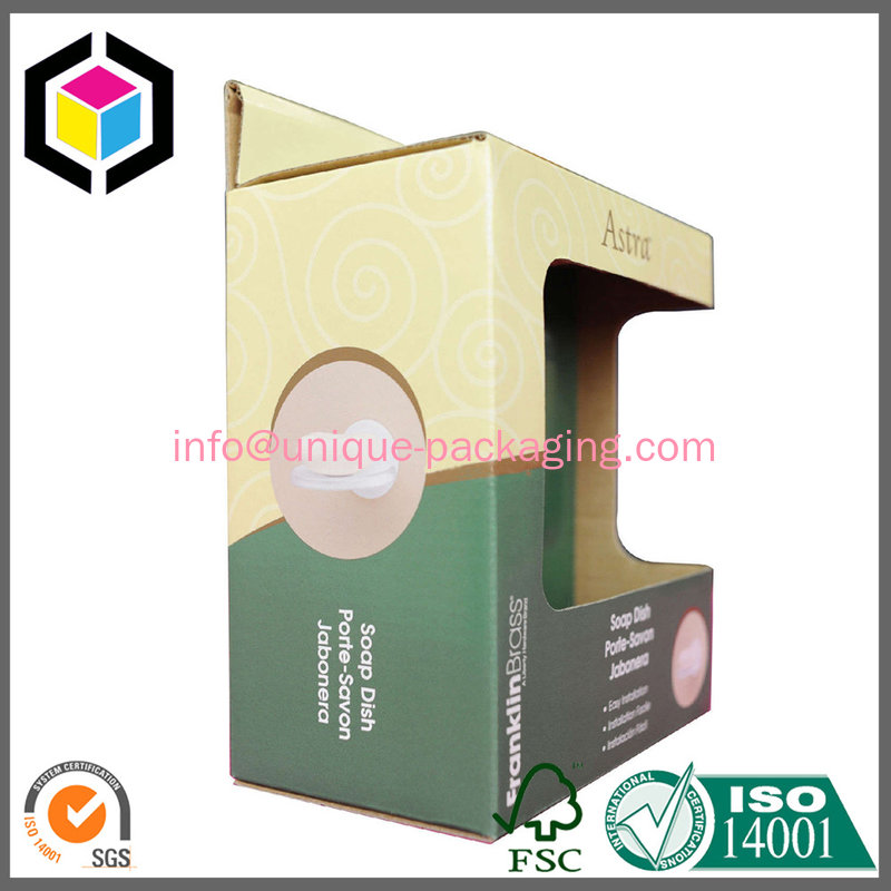 Open Window Paper Corrugated Cardboard Box Self Hanging Tab with Custom Color Print