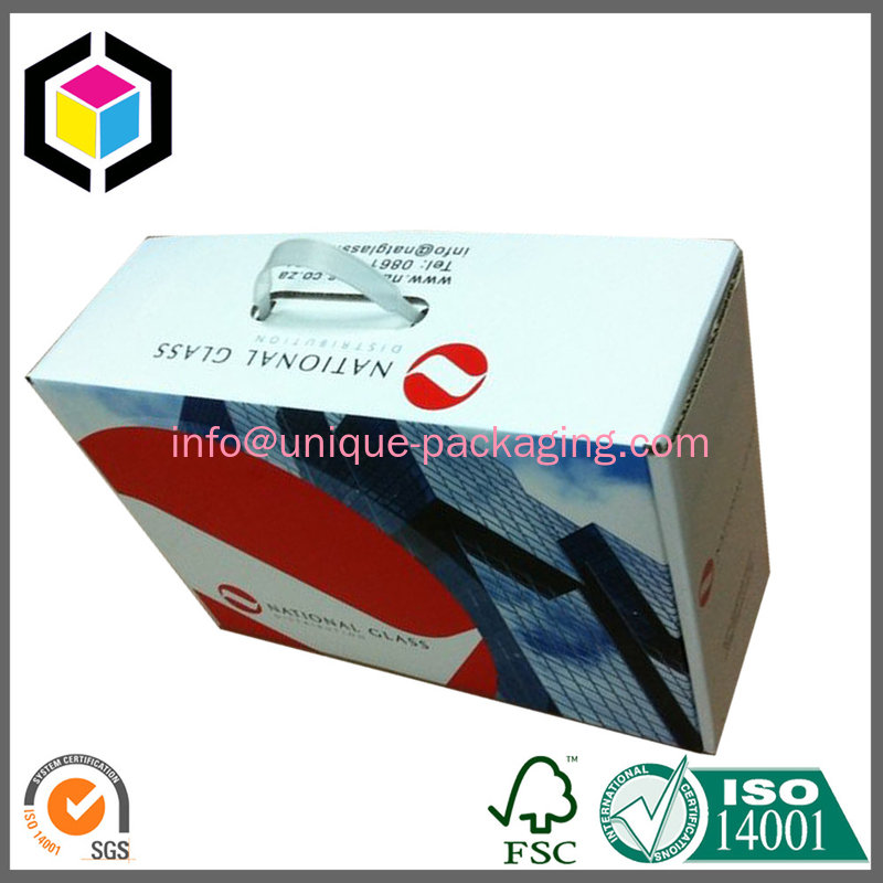 Plastic Handle Matte Color Print Corrugated Cardboard Carton Packaging Box