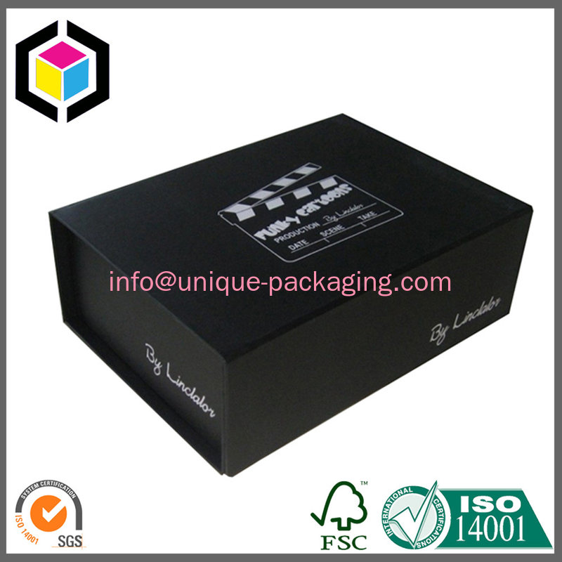 Black Full Color Printed Cardboard Gift Packing Box with Magnetic Closure