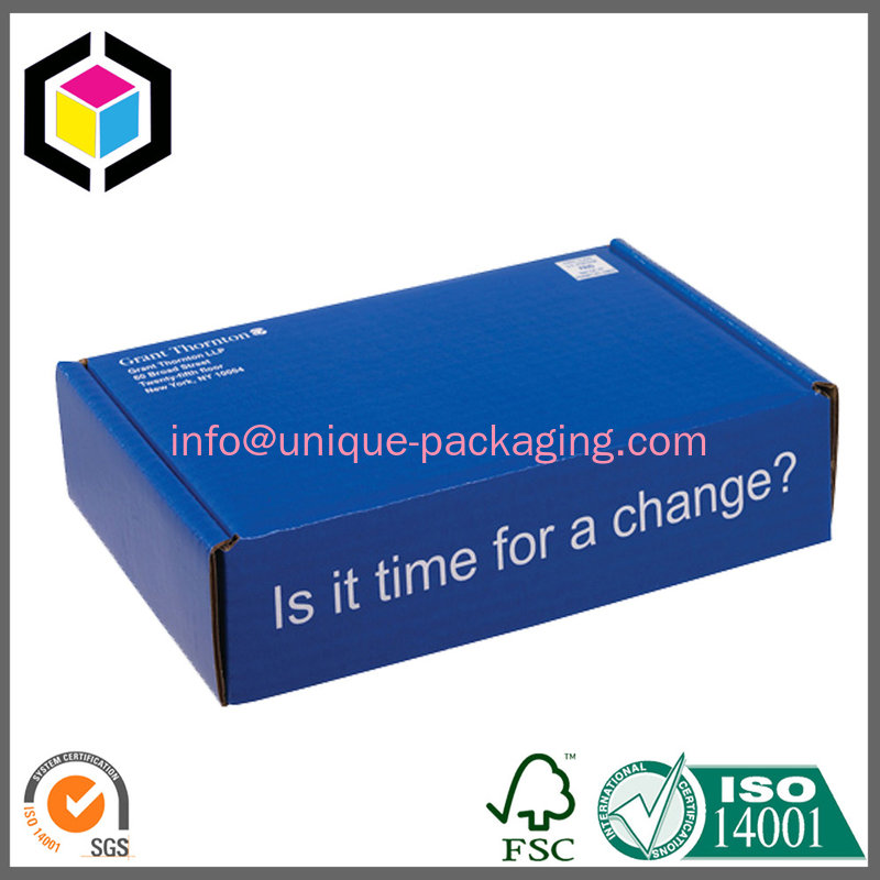 Blue Color Custom Design Print Corrugated Cardboard Shipping Box Mailer Style