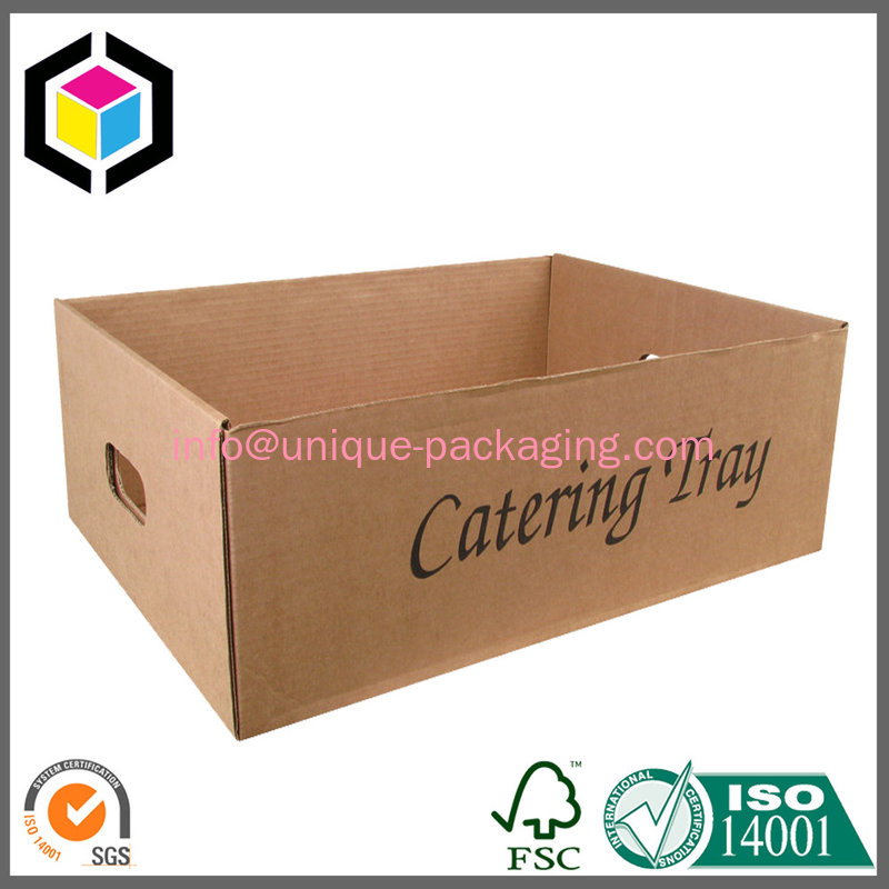 Black Color Flexo Printing Corrugated Catering Tray Case Die Cut Out Handle