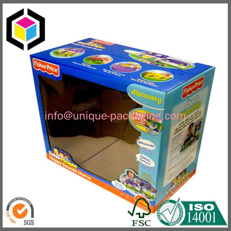 Micro F Flute Corrugated Carton Box; Clear Plastic Window Toy Packaging Box