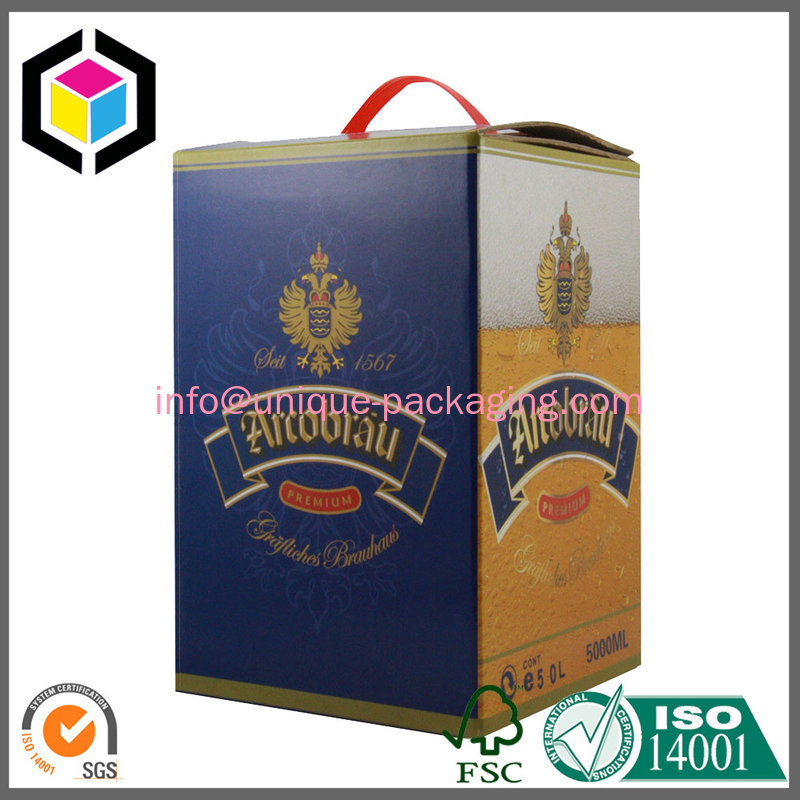 CMYK Matte Color Printed Wine Packaging Box; Plastic Handle Wine Corrugated Box