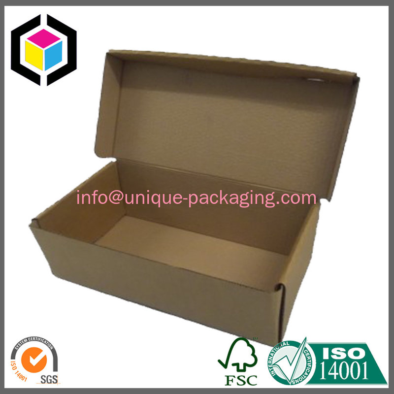 Plain Brown Corrugated Shoe Shipping Box; Cardboard Folding Shoe Mailing Box