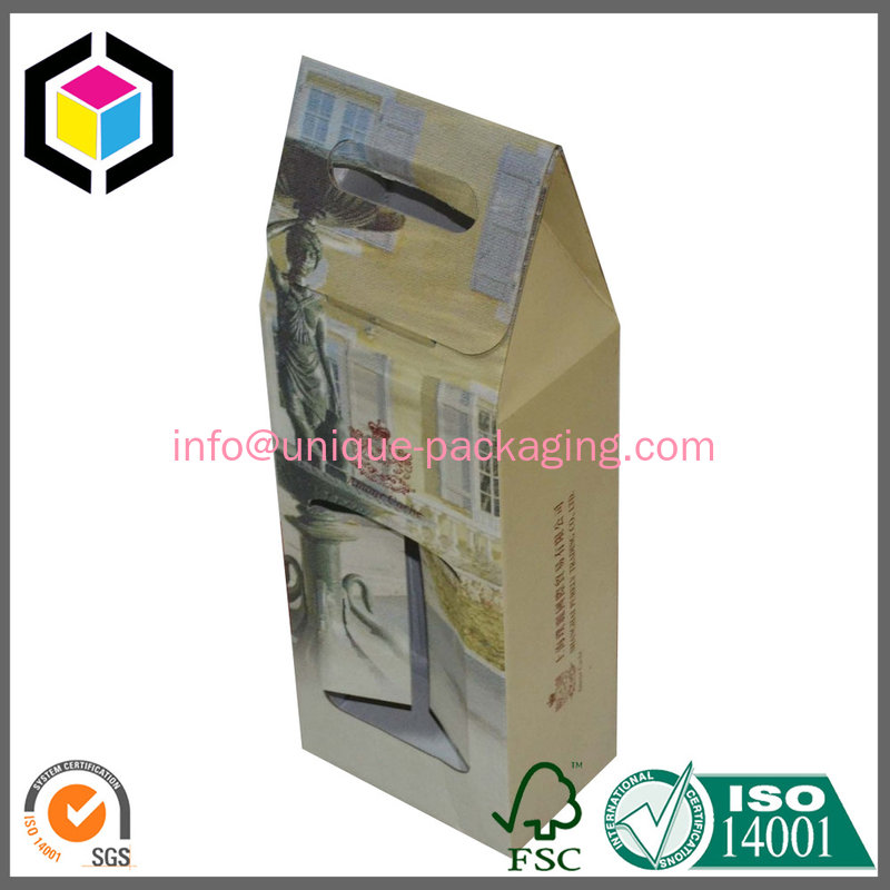 Two Bottle Wine Corrugated Packaging Box; Gable Wine Packaging Box