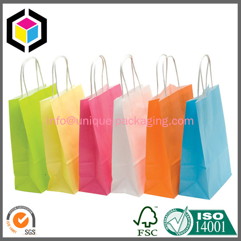 Fancy Color Print Promotion Paper Bag; Twisted Paper Handle Paper Shopping Bag
