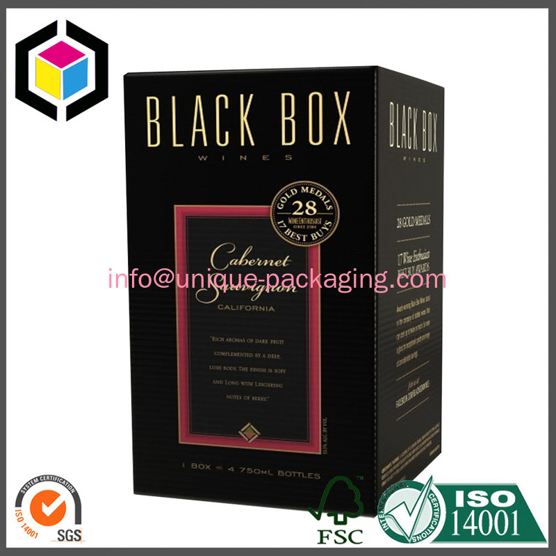 Matte Black Color Print Corrugated Cardboard Packaging Box; Wine Packaging Box