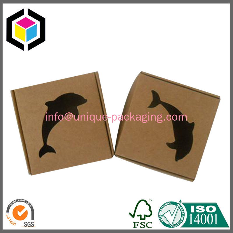 Small Size Corrugated Shipping Box; Black Color Logo Print Kraft Paper Box