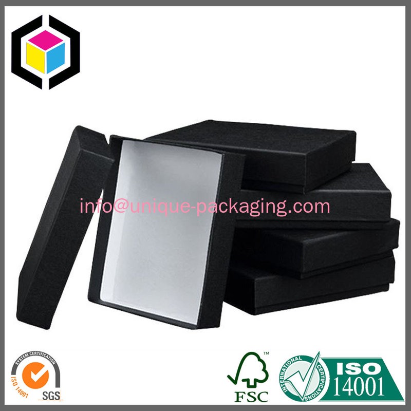 Black Color Chipboard Gift Packaging Box; Lid Bottom Style Paper Gift Box
