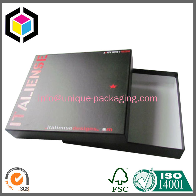 Matte Black Color Print Paper Packaging Box; Glossy UV Logo Black Gift Box