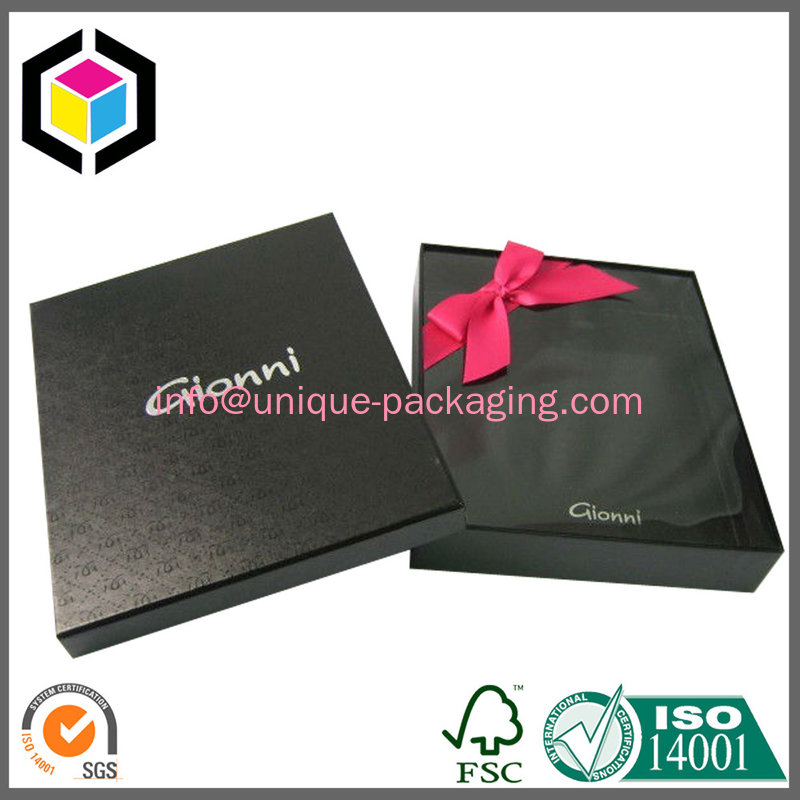 Luxury Black Color Print Paper Gift Box for T Shirt; Garment Paper Packaging Box