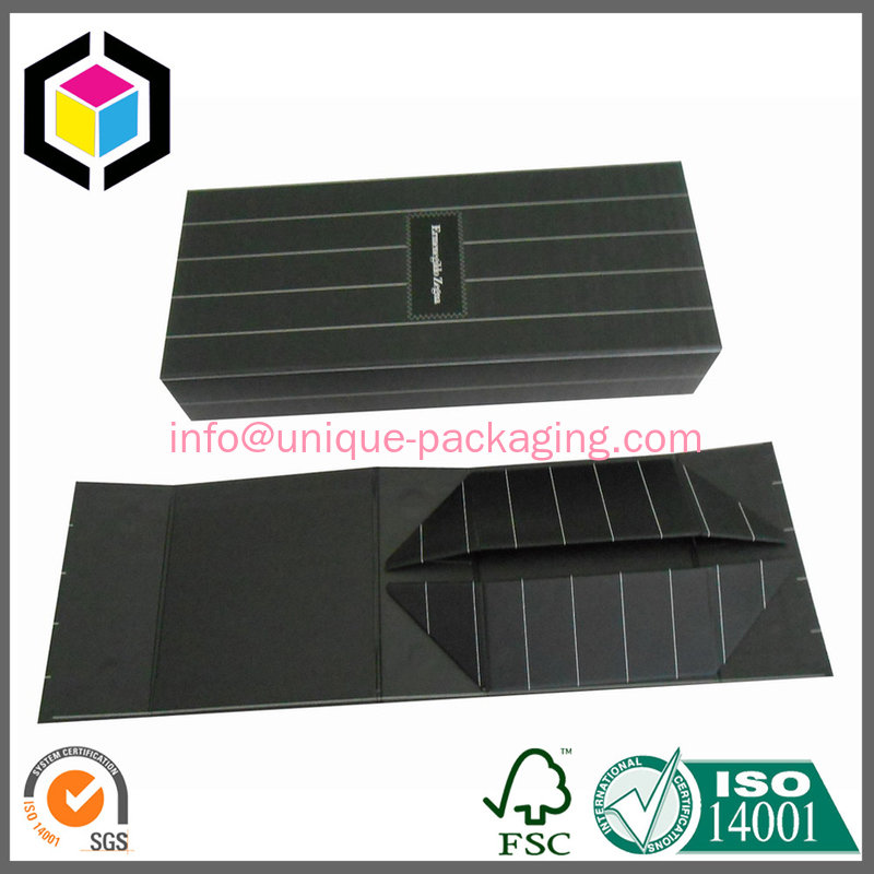Collapsible Gift Packaging Box; Matte Laminated Black Color Print Paper Gift Box