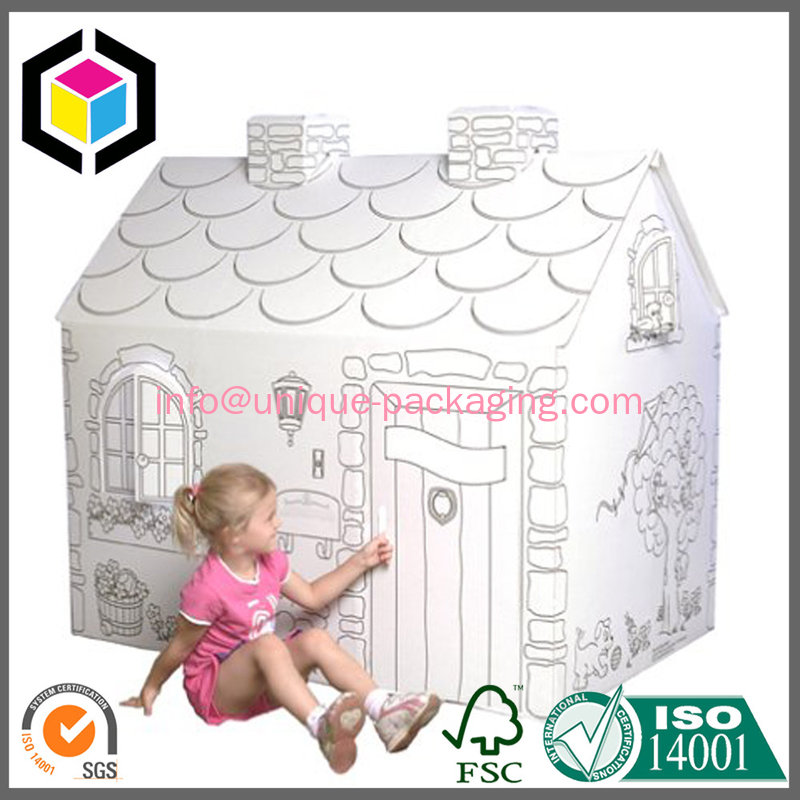 100% Recyclable Material Color Print Corrugated Cardboard Playhouse For Kids