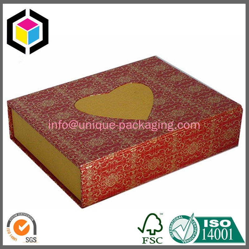 Heart Shape Logo Gold Foil Chipboard Paper Gift Box; Luxury Gift Paper Box