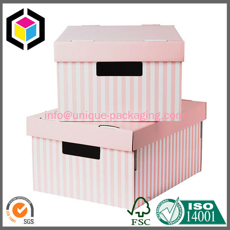 Pink Color Custom Print Corrugated Storage Box; Matte Color Print Packaging Box