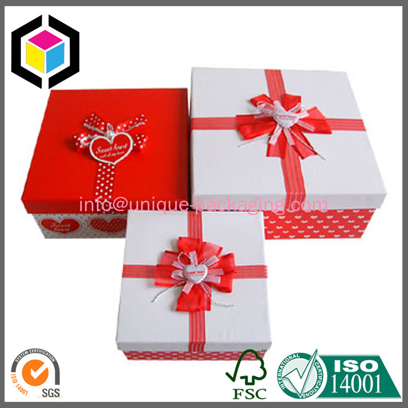 Bowknot Paper Packaging Box for Gift; Red Color Print Custom Design Paper Gift Box