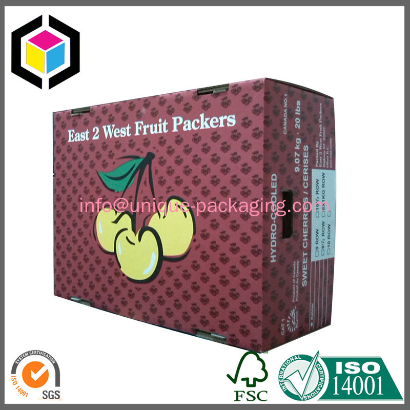 Full Color CMYK Printing Corrugated Fruit Box; Cherry Fruit Paper Packaging Box