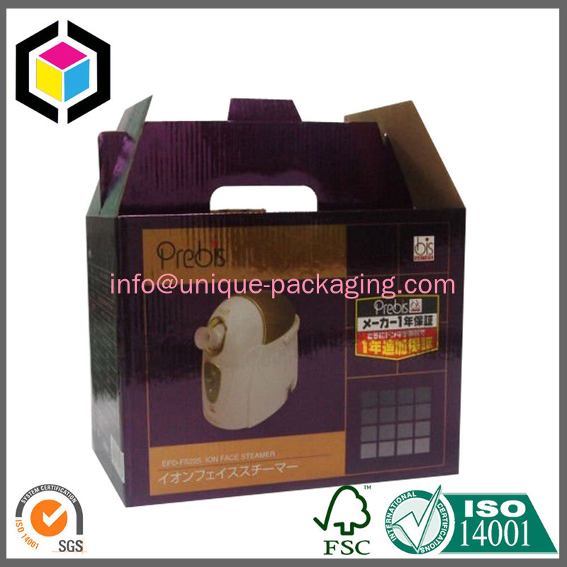 Gable Top Corrugated Packaging Box; Handled Color Print Corrugated Paper Box