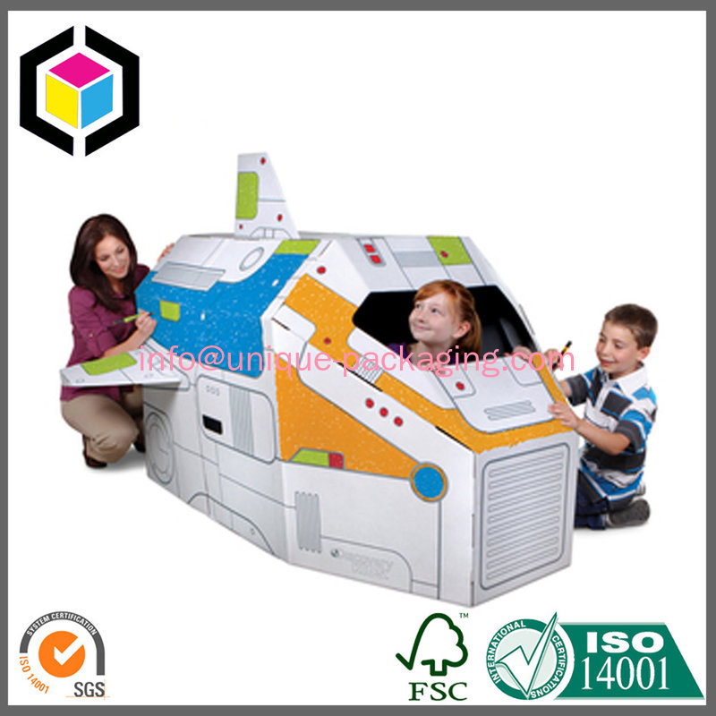 Elegant Corrugated Playhouse Box for Children; Color Print Cardboard Playhouse