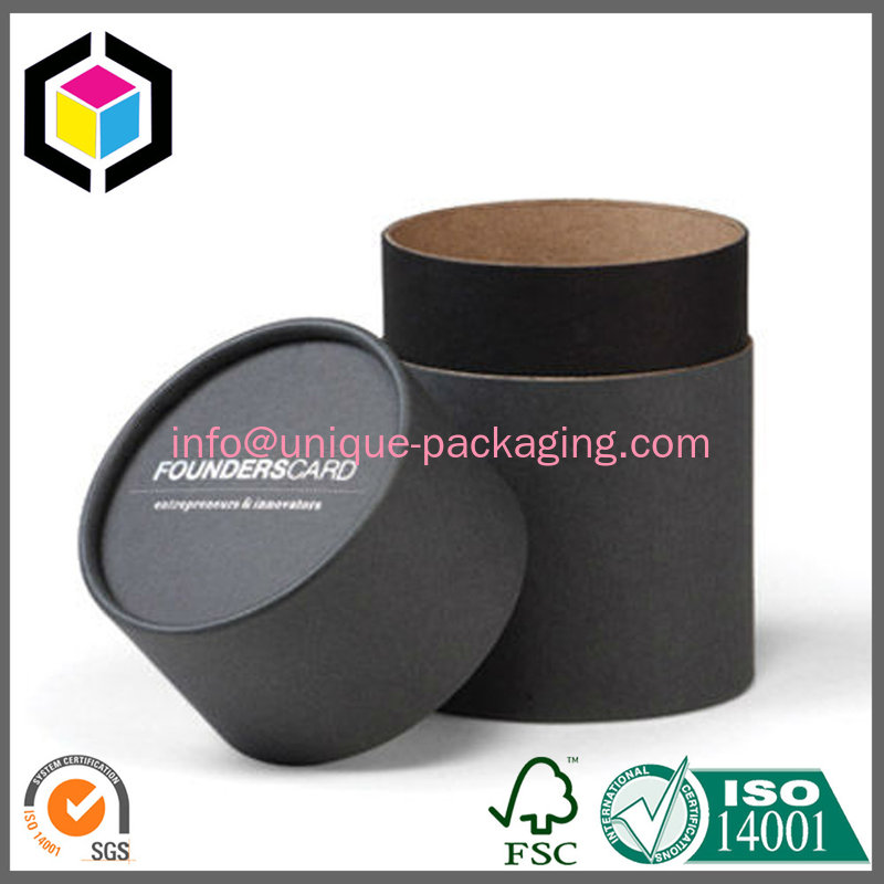 Black Color Printing Paper Round Tube for Cosmetics; Lid Off Custom Gift Paper Tube