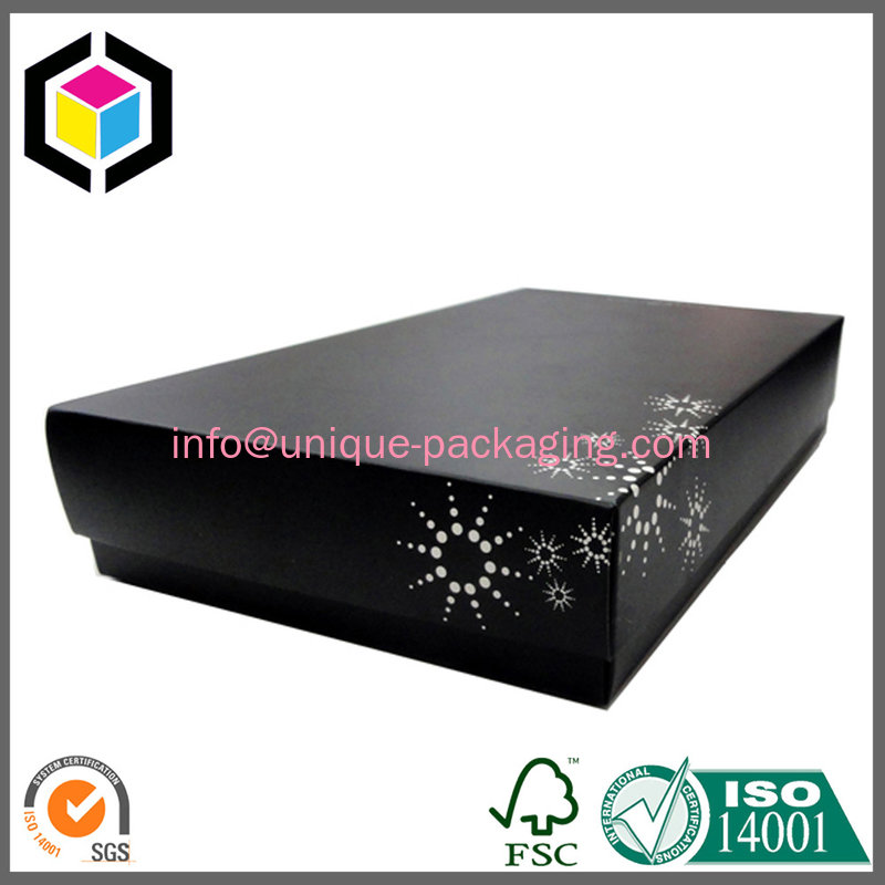 Lid Off Style Black T Shirt Paper Packaging Box; Flower Color Printing Gift Box