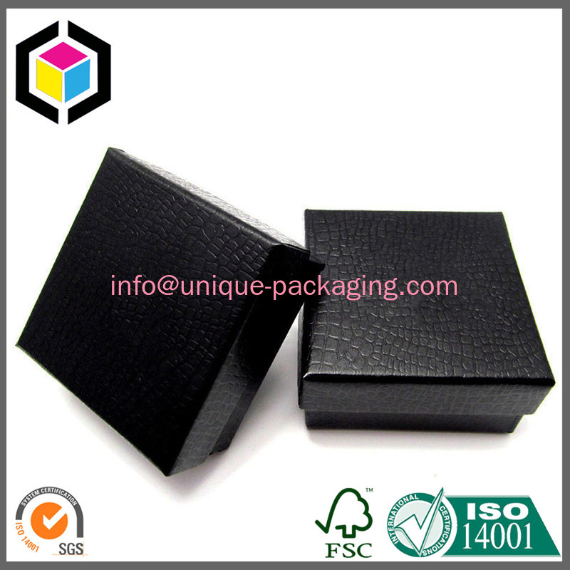 Luxury Crocodile Leather Black Color Gift Box; Rigid Chipboard Paper Gift Box