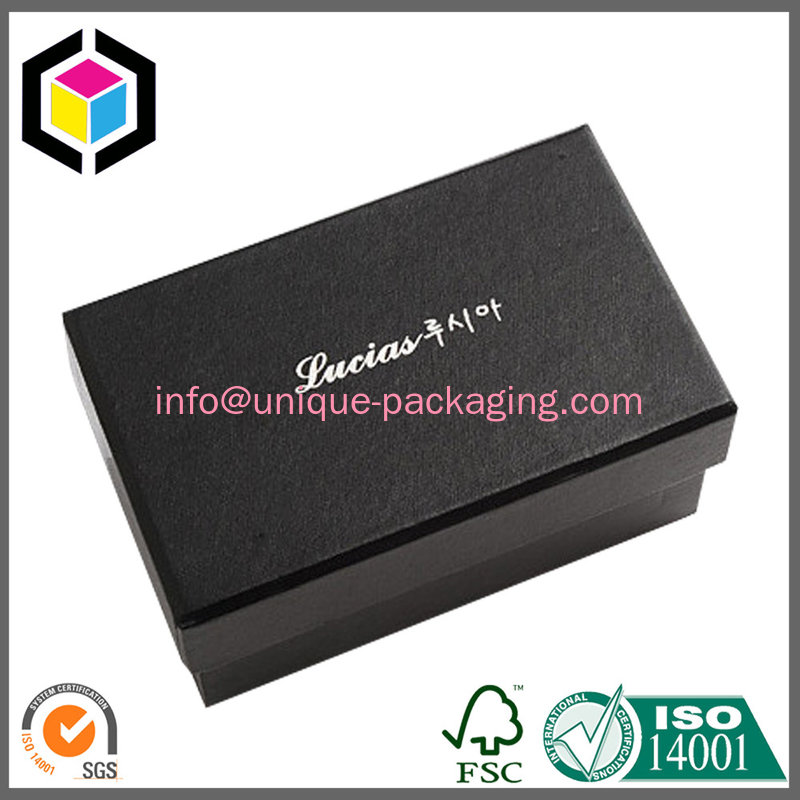 Fancy Black Color White Logo Gift Paper Chipboard Box; Jewelry Ring Paper Box